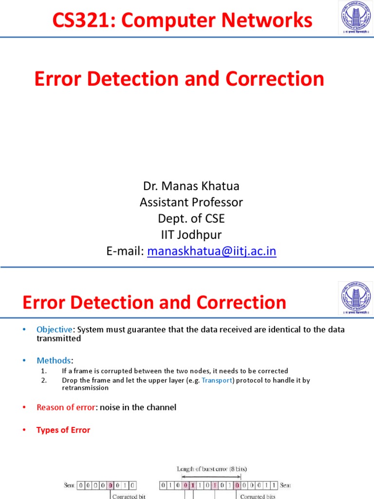 CN Lec3 2 Error Detection and Correction | PDF | Error Detection And Correction | Computer Science
