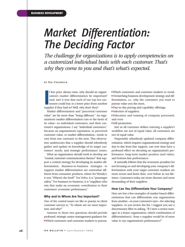 Market Differentiation | PDF | Customer | Market (Economics)