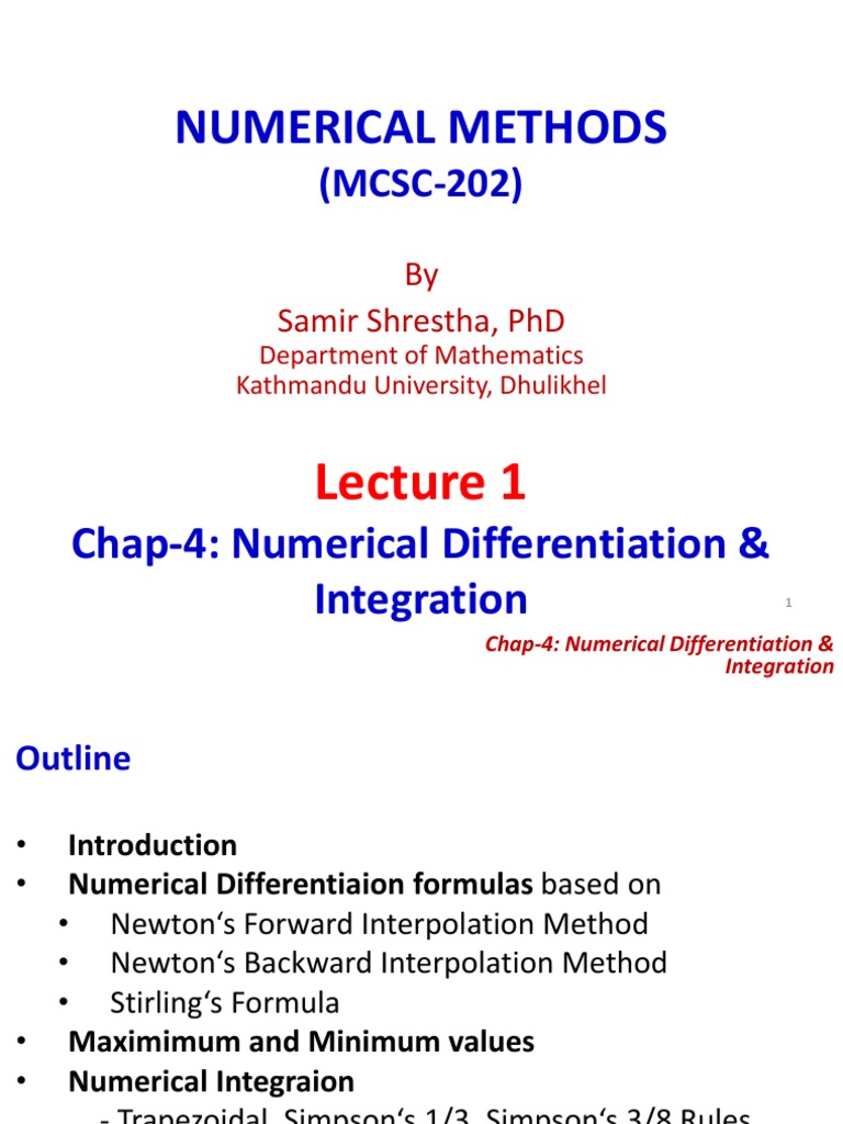 4 Numerical Differentiation Integration | PDF | Integral | Numerical Analysis