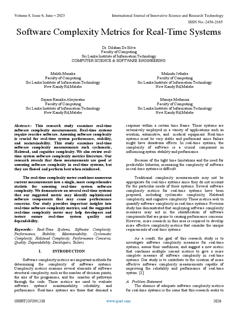 Software Complexity Metrics for Real-Time Systems | PDF