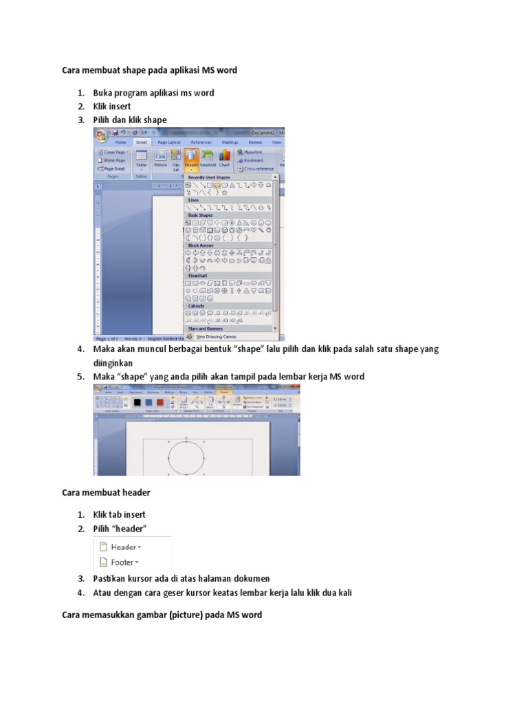 Cara Membuat Shape Pada Aplikasi MS Word | PDF