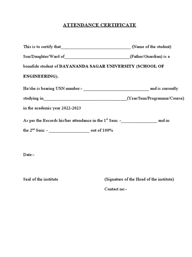 Attendance Certificate | PDF