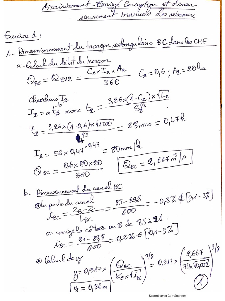 Corrige Exercice 1 Assainissement | PDF