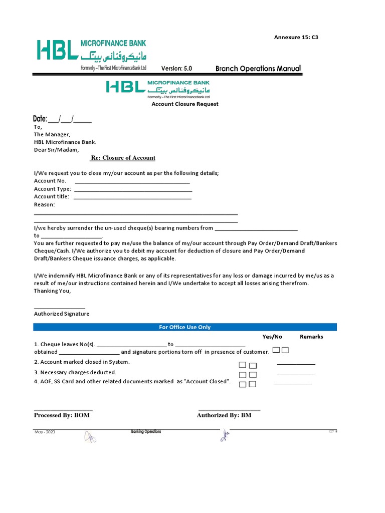 Account Closure Form | PDF