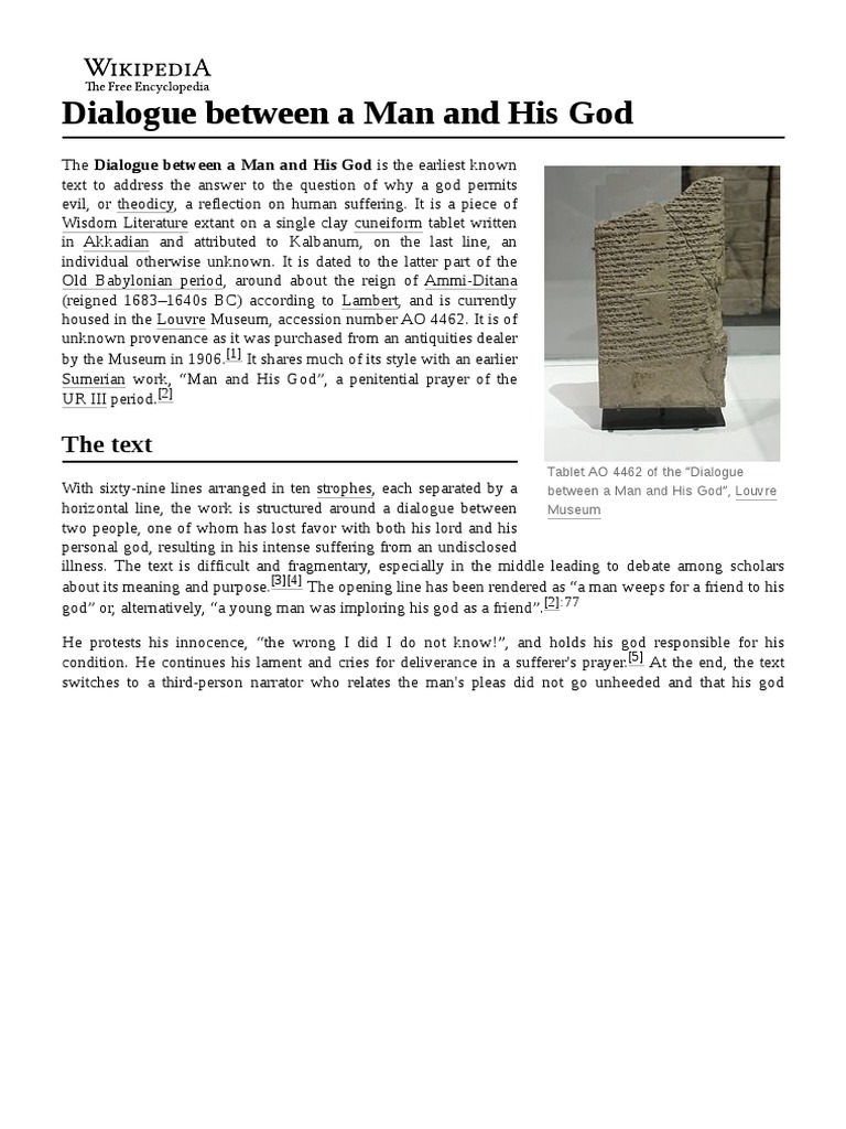 Dialogue Between Man and His God | PDF | 3rd Millennium Bc | Ancient ...