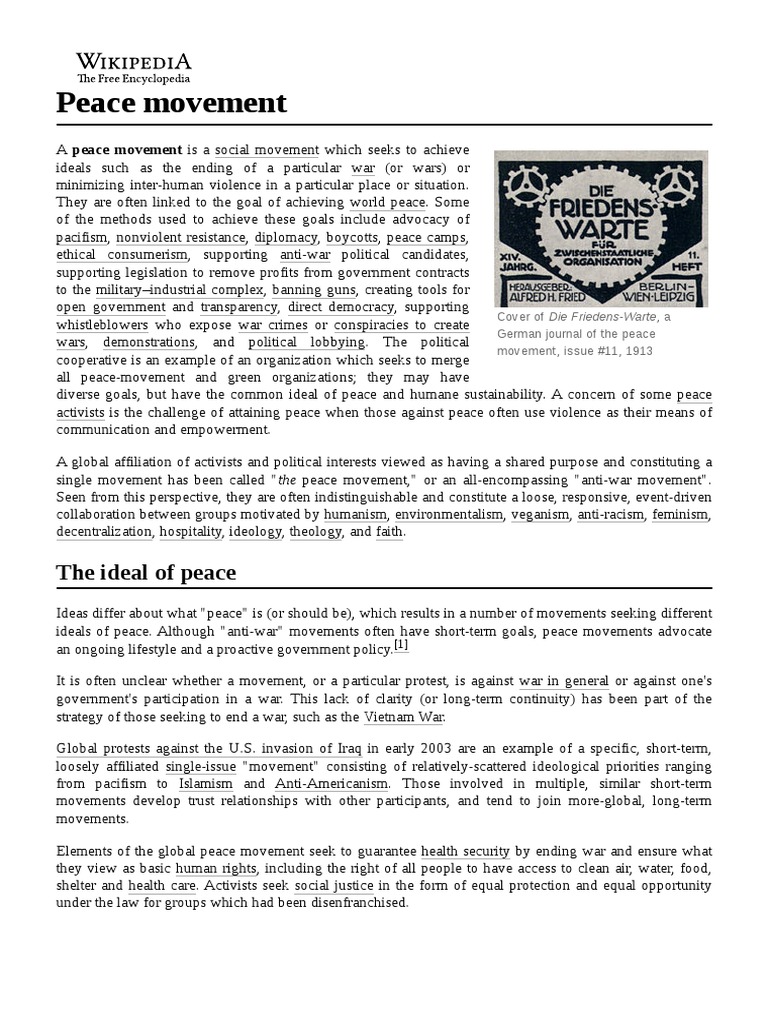 Peace Movement | PDF | Pacifism | Mahatma Gandhi