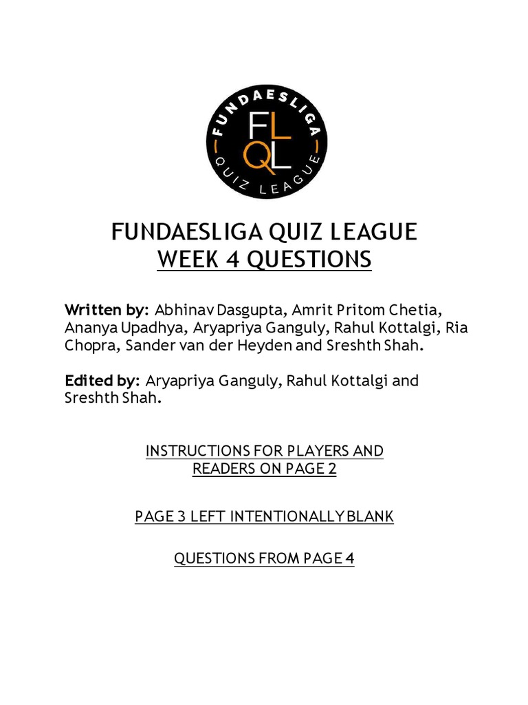 FLQL Season 1 GW4 FINAL | PDF | History | Young Adult