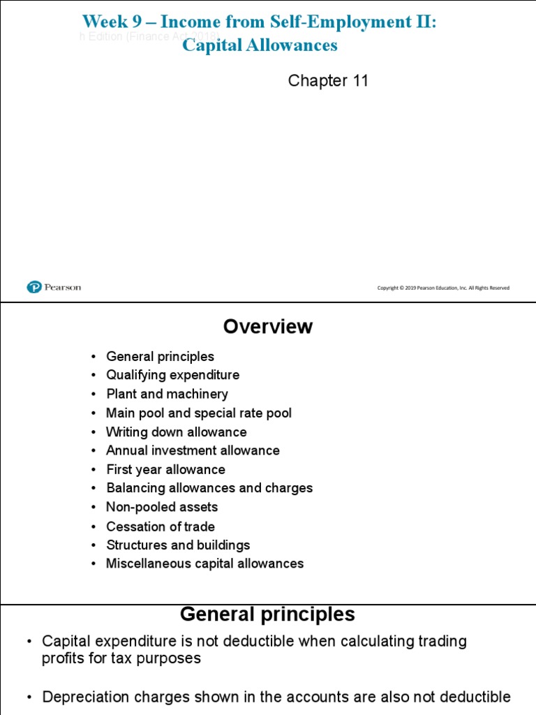 Week 9 - Income From Self-Employment - Capital Allowances | PDF | Expense | Depreciation
