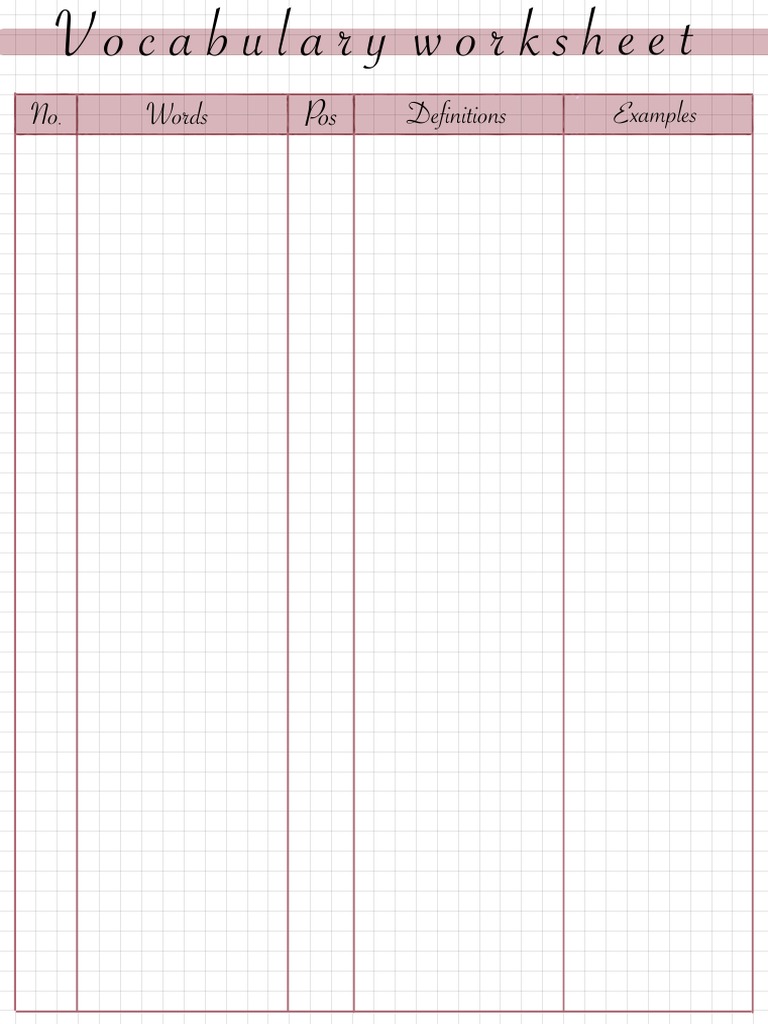 Vocabulary Worksheet Template 3 | PDF