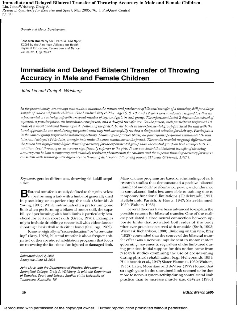 Immediate and Delayed Bilatera | PDF