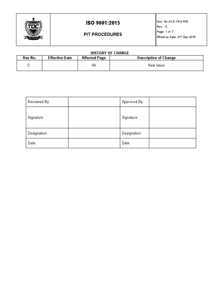 Pit Procedures P05 | Download Free PDF | Iso 9000 | Justice
