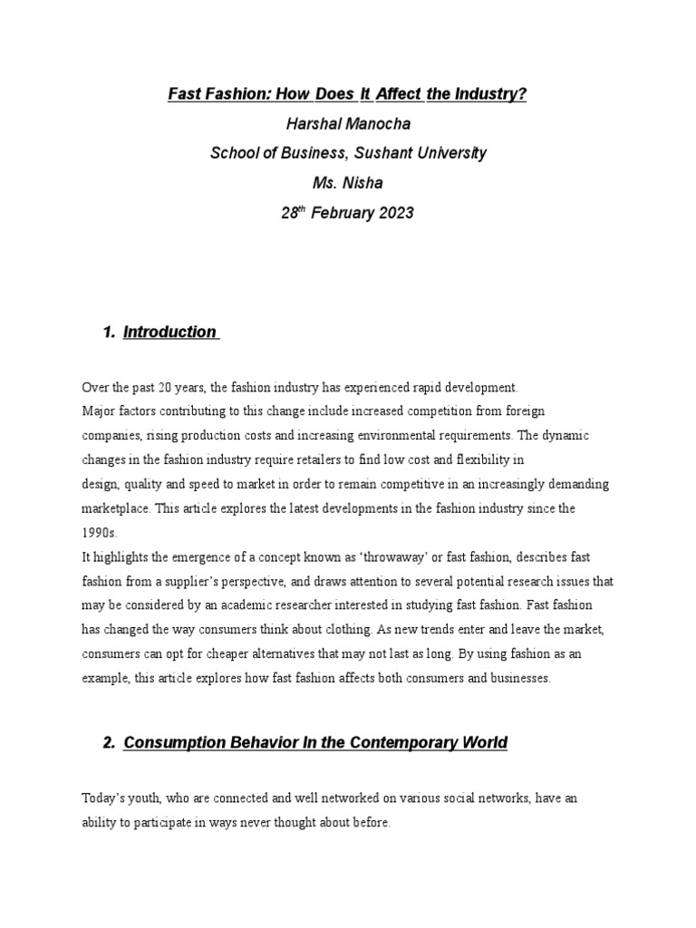 Fast Fashion Research Paper | PDF | Fashion | Clothing