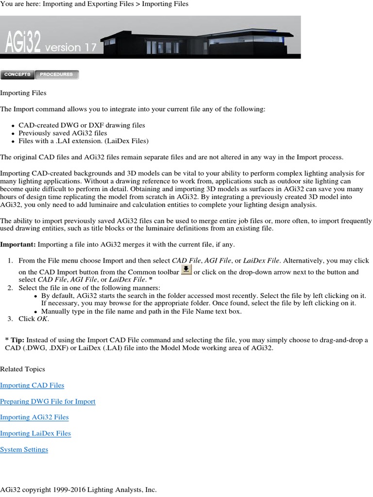 Important: Importing A File Into Agi32 Merges It With The Current File ...