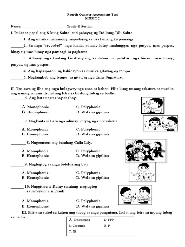 Music-4th-Quarter-with-answer-key | PDF