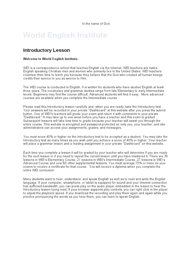 World English Institute | PDF