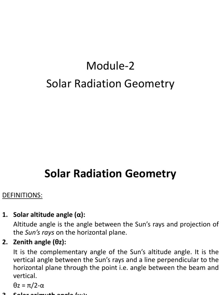 Solar Radiation Geometry | Download Free PDF | Water Heating | Solar Energy