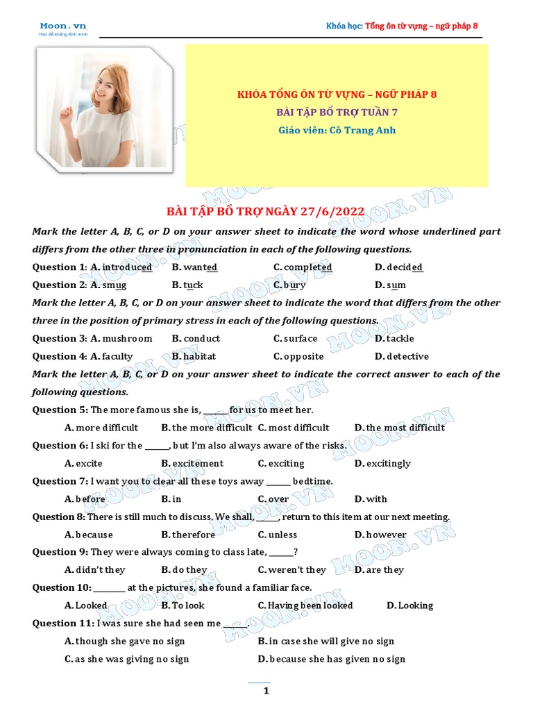 (TO8) Bai Tap Bo Tro Tuan 7 | PDF