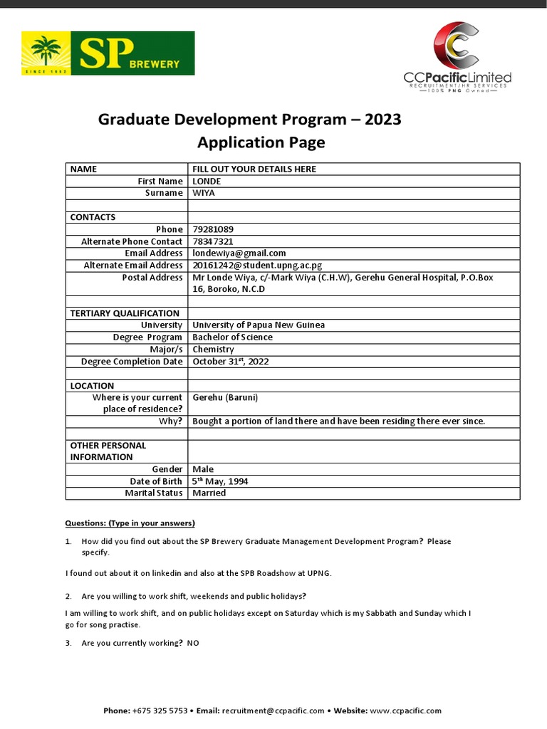 Graduate Development Program Application 2023 | PDF | Career & Growth