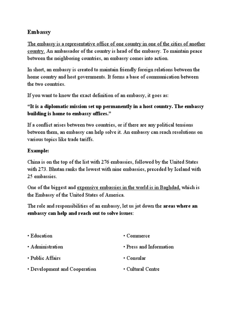 Embassy Roles | PDF | Diplomatic Mission | Diplomacy