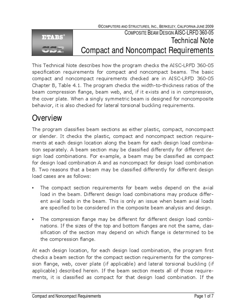 (Guide) Steel Compact & Noncompact Requirement | PDF | Bending | Buckling