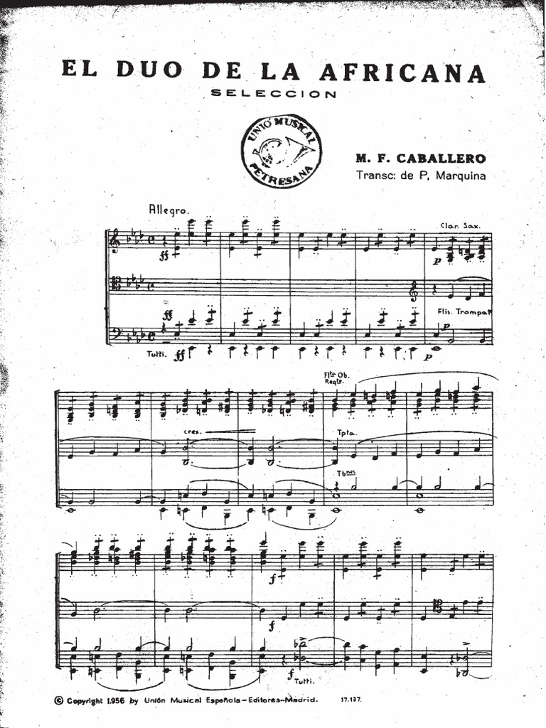 El Duo de La Africana 000 Partitura | PDF