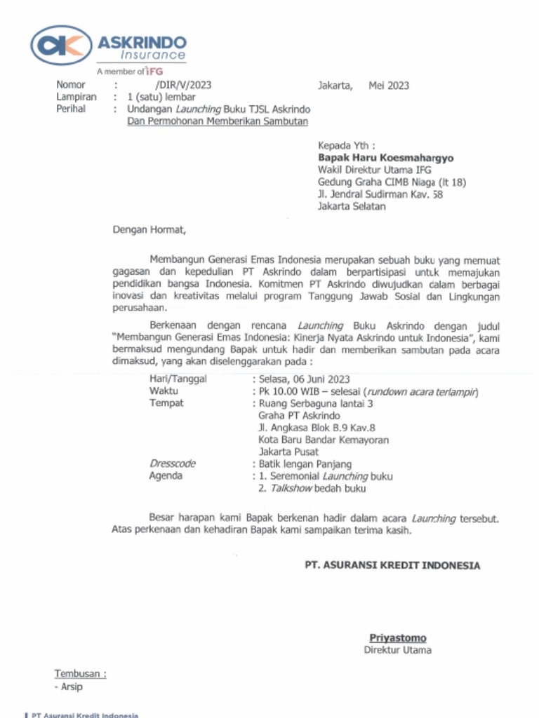 scan undangan launching buku wadirut IFG | PDF