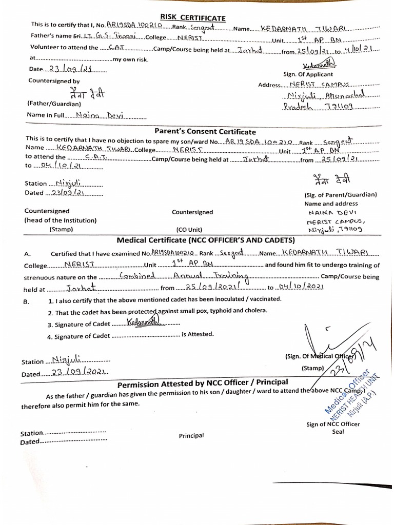 Risk Certificate (Kedarnath) | PDF
