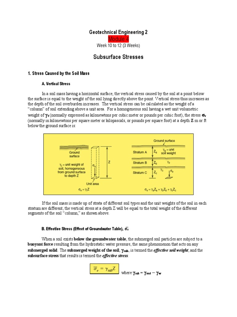 Module 4 Vertical and Horizontal Stress | PDF | Stress (Mechanics) | Buoyancy