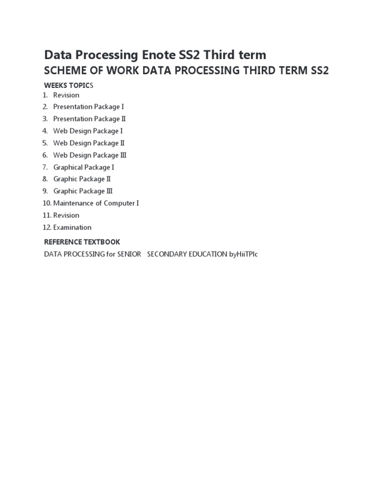Data Processing Enote SS2 Third Term (Student) | PDF | Art