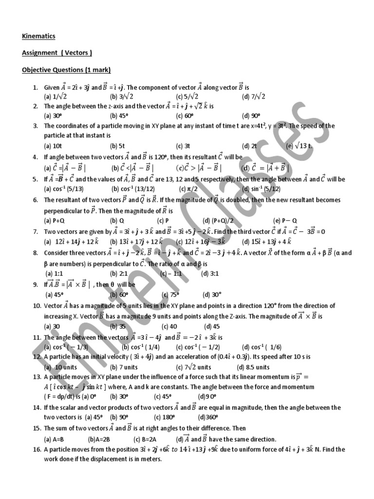 Kinematics Vectors 1 | PDF