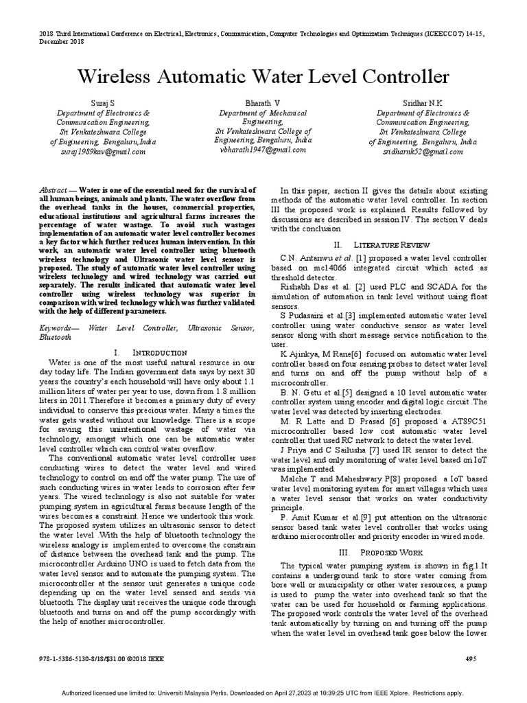 Wireless Automatic Water Level Controller | PDF | Light Emitting Diode ...