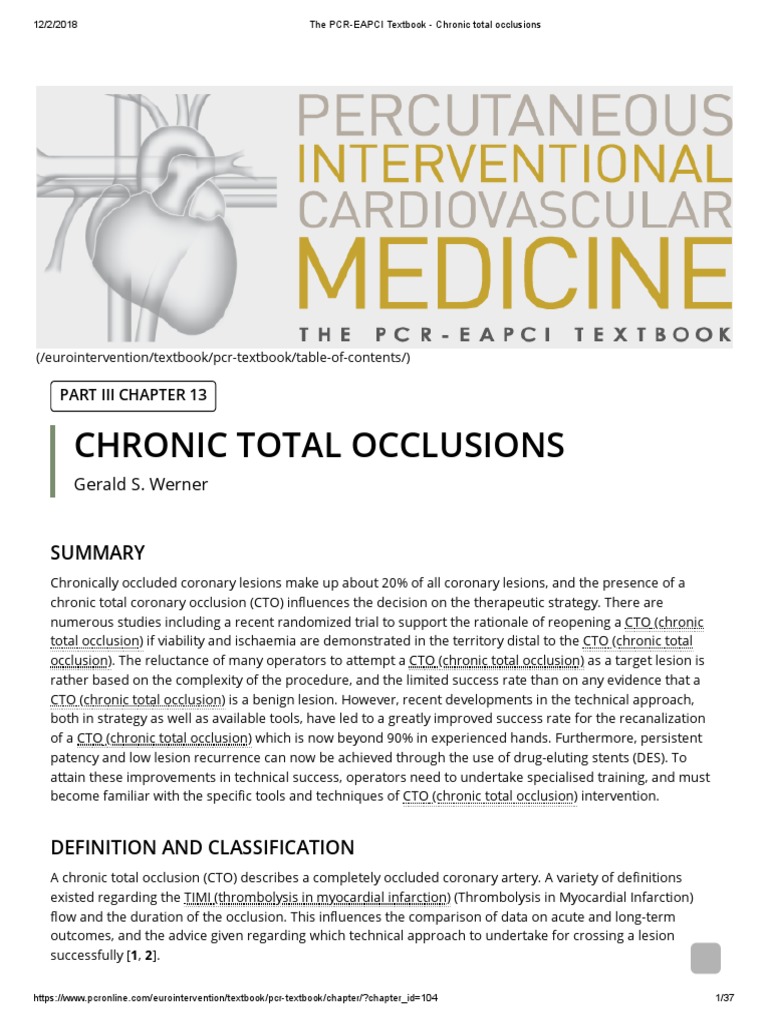 Chronic Total Occlusions | PDF | Percutaneous Coronary Intervention | Coronary Artery Disease