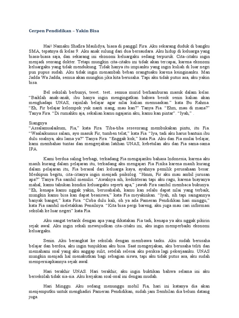 Cerpen Pendidikan | PDF | Kesehatan Holistik