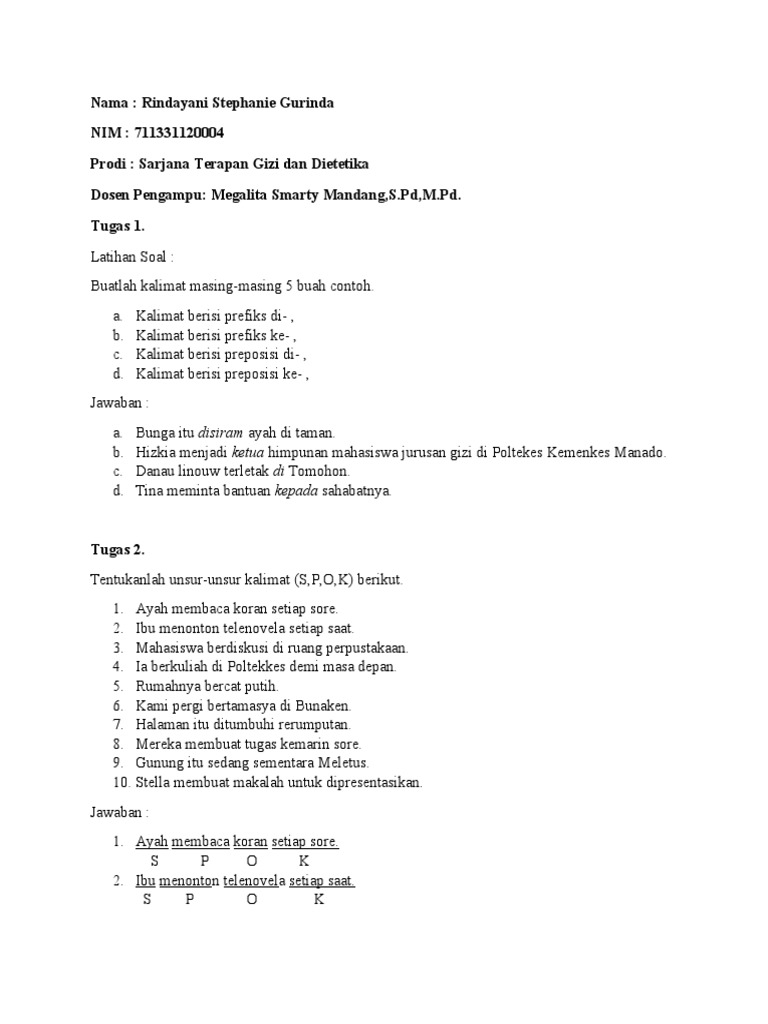 Tugas Prefiks Dan Perposisi Serta Spok - Rindayani Stephanie Gurinda ...