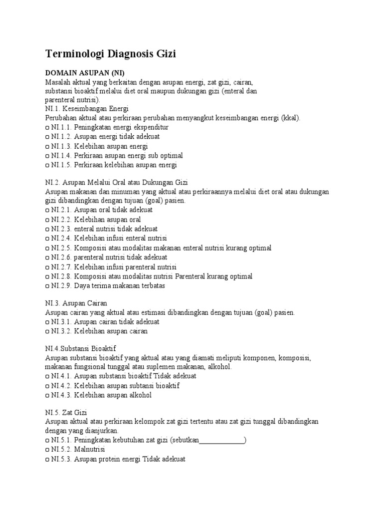 Terminologi Diagnosis Gizi | PDF