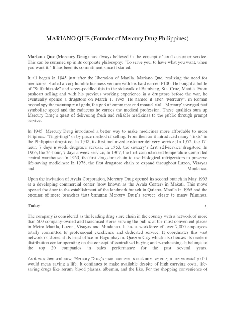Mariano Que | PDF | Retail | Philippines