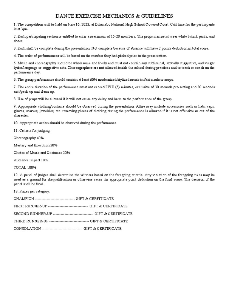 Dance Exercise Mechanics and Guidelines | PDF