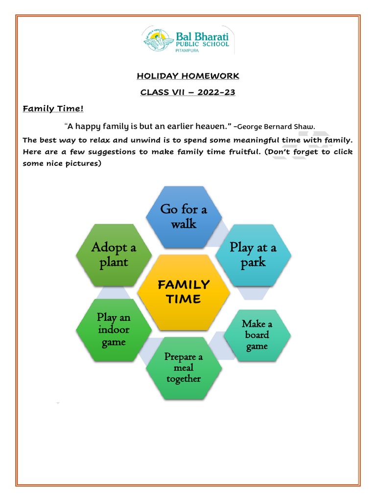Class 7 - Holiday Homework 2022 23 | PDF