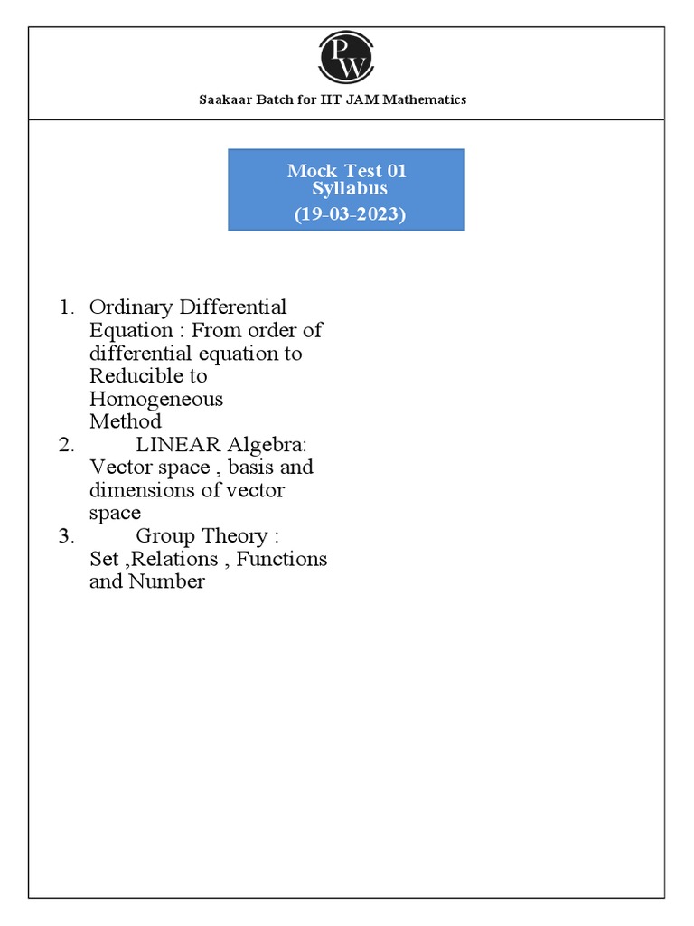 IIT JAM Mathematics Mock Test Details | PDF | Technology & Engineering