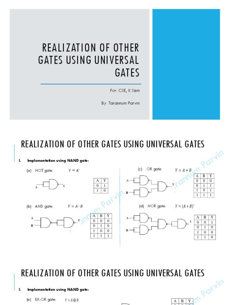 Realization of Other Gates Using Universal Gates | Download Free PDF ...