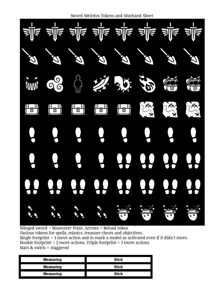 Sword Weirdos Warband Tokens Sheet | PDF