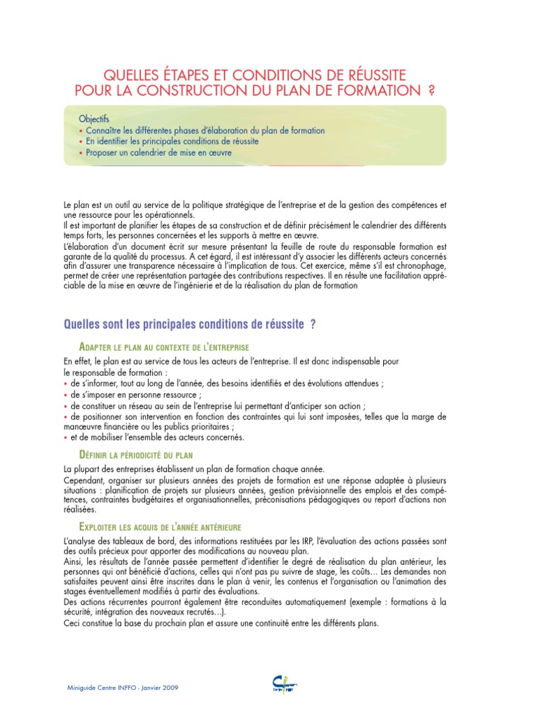 Étapes et conditions du plan de formation | PDF | Business | Budget