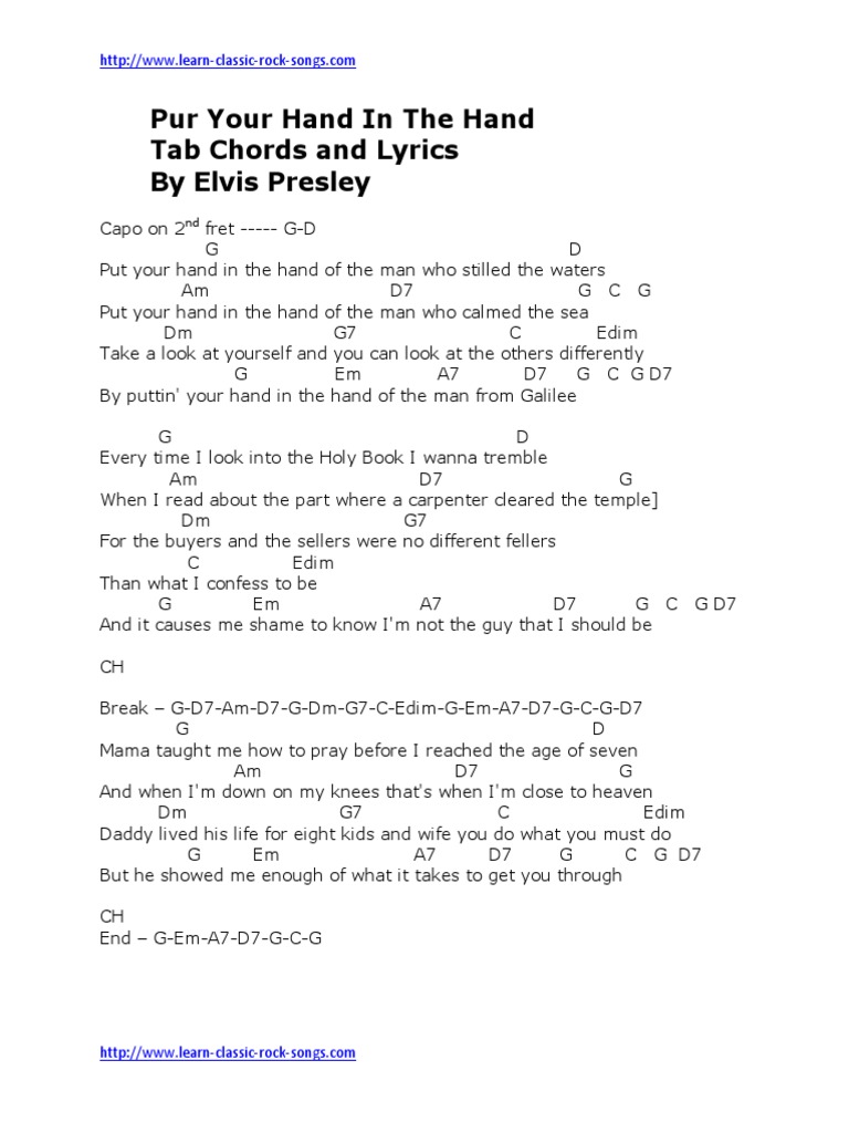 Elvis Presley's "Put Your Hand" Chords | PDF