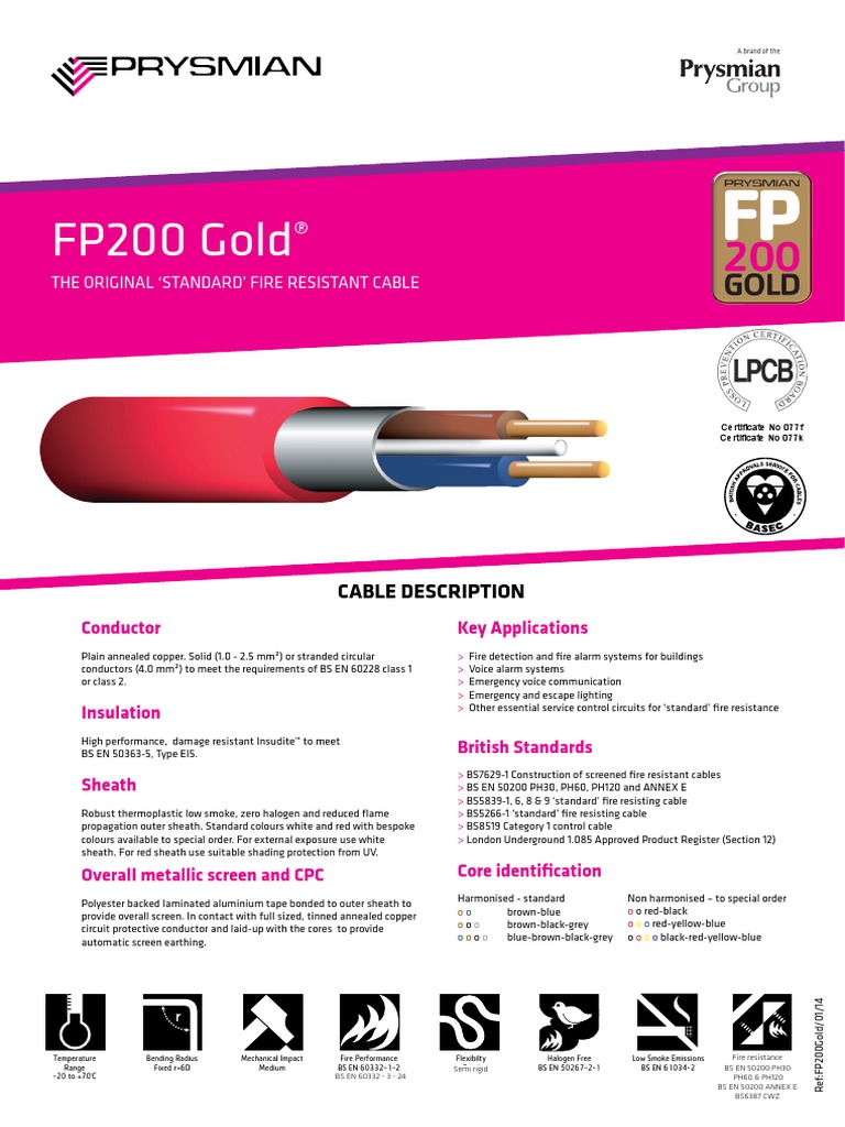 FP200 Gold: The Original Standard' Fire Resistant Cable | PDF ...