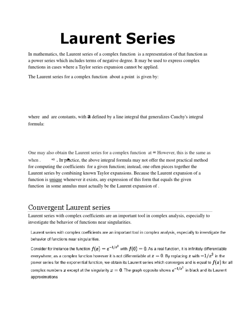 Laurent Series | PDF