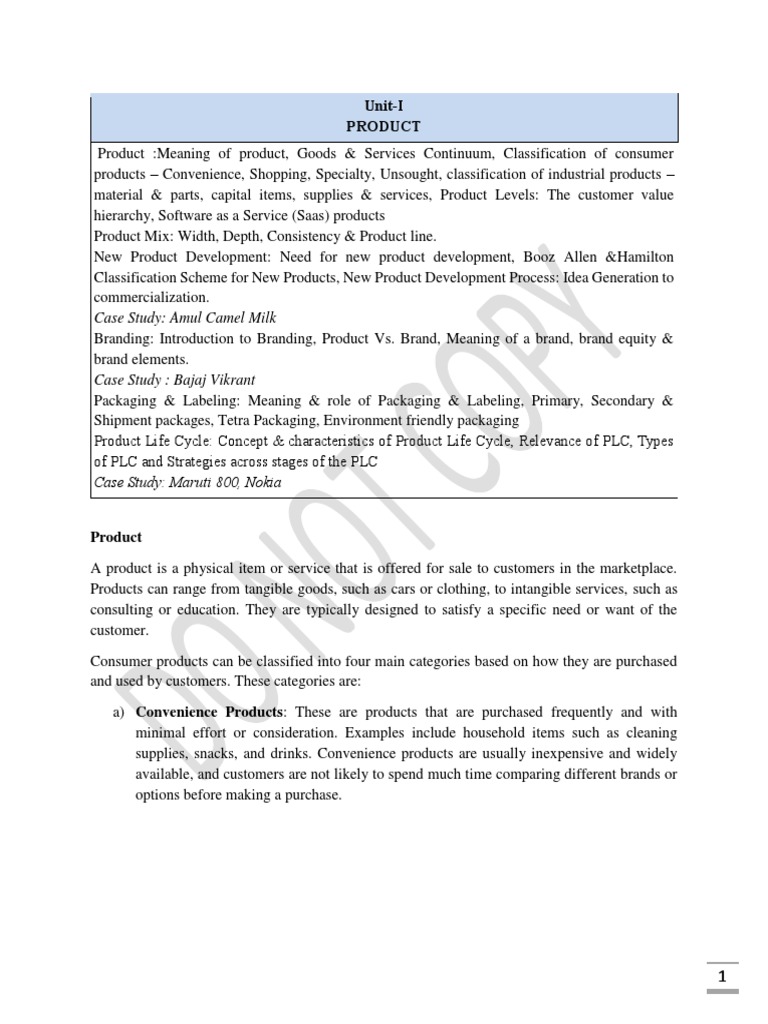 Unit-1 Product | PDF