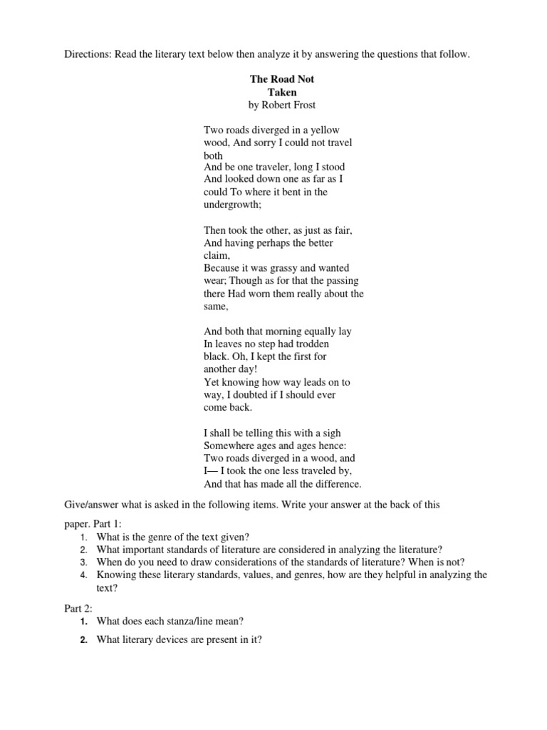 Activity-The Road Not Taken | PDF