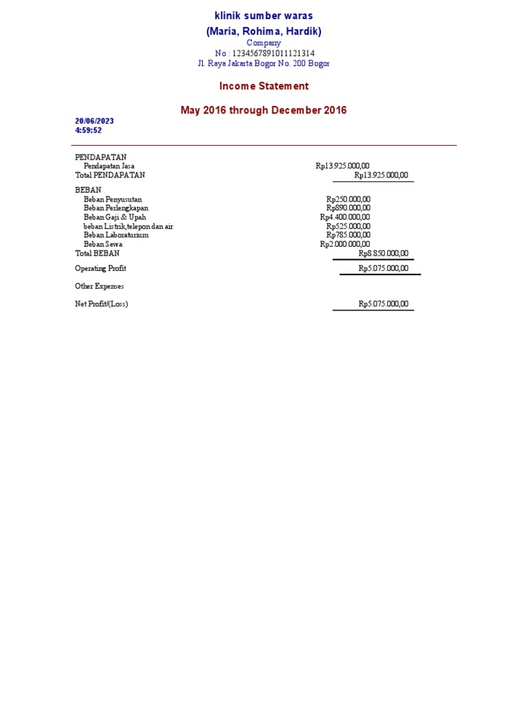 Income Statement | PDF