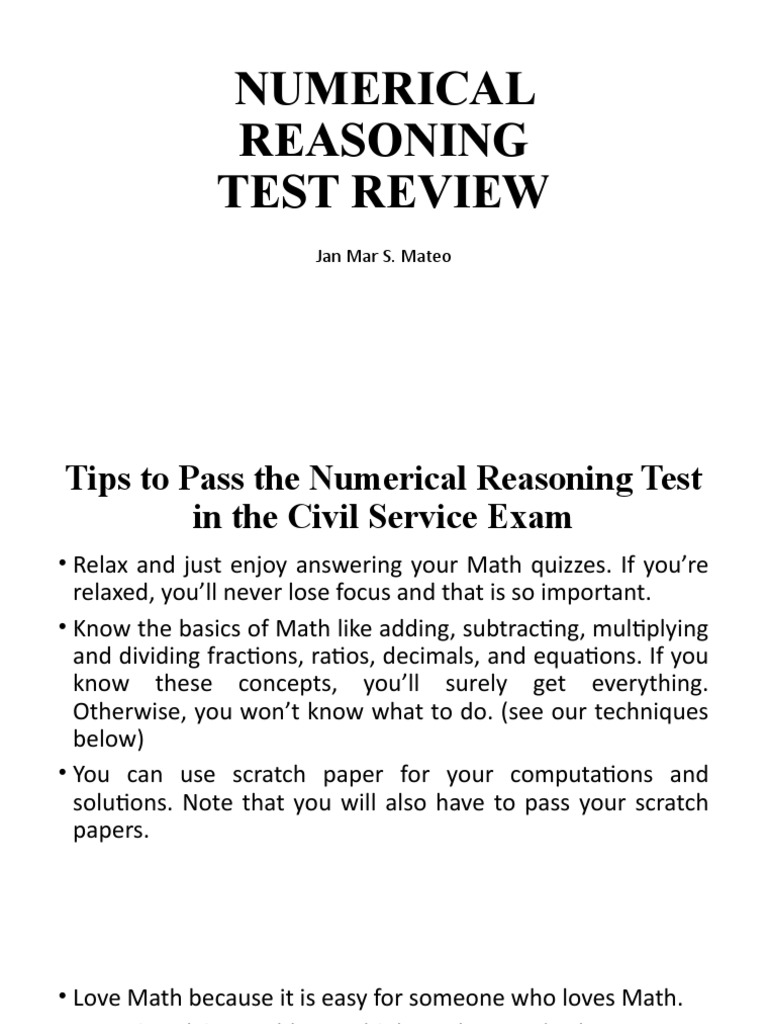 Numerical Reasoning Test Tips | PDF | Teaching Methods & Materials