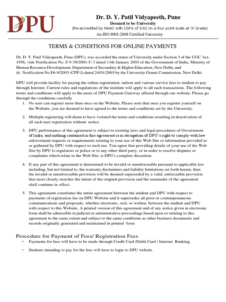 DPU Online Payment Terms | PDF | Credit Card | Payments